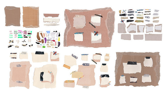 Texture Cardboard and Cute Sticky Notes Set and seamless texture tiles ...