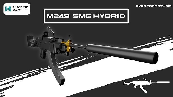 M249 SMG HYBRID FULLY RIGGED 3D model rigged | CGTrader