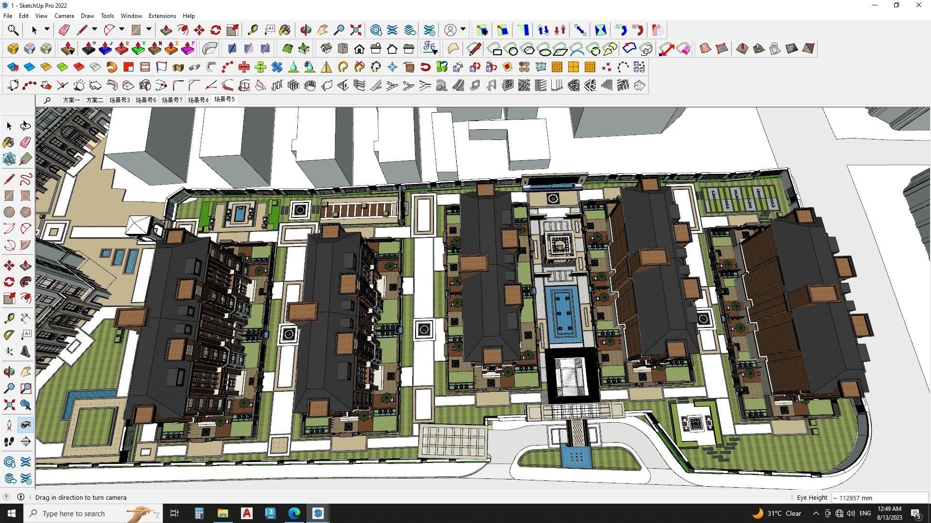 Highrise tower skyscraper with landscape Sketchup scene 3D model | CGTrader