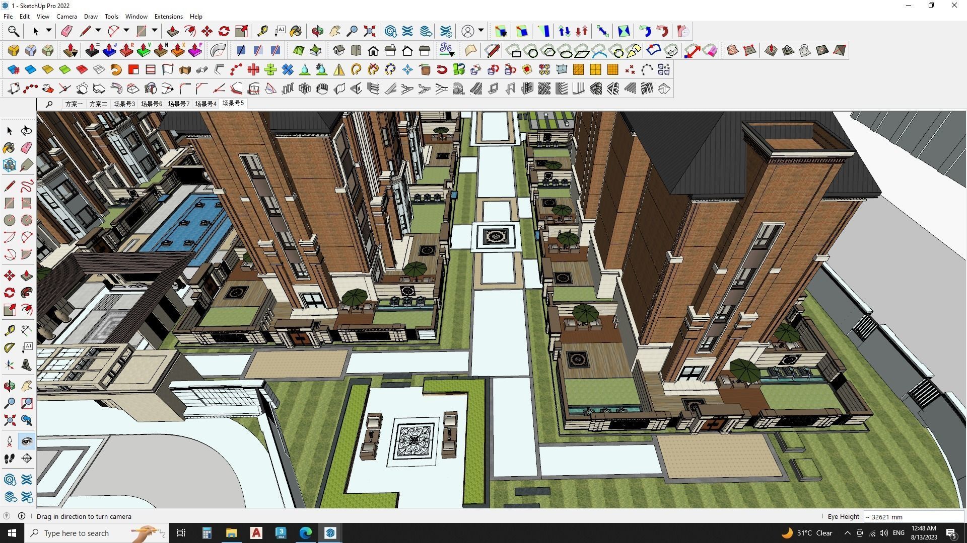 Highrise tower skyscraper with landscape Sketchup scene 3D model | CGTrader