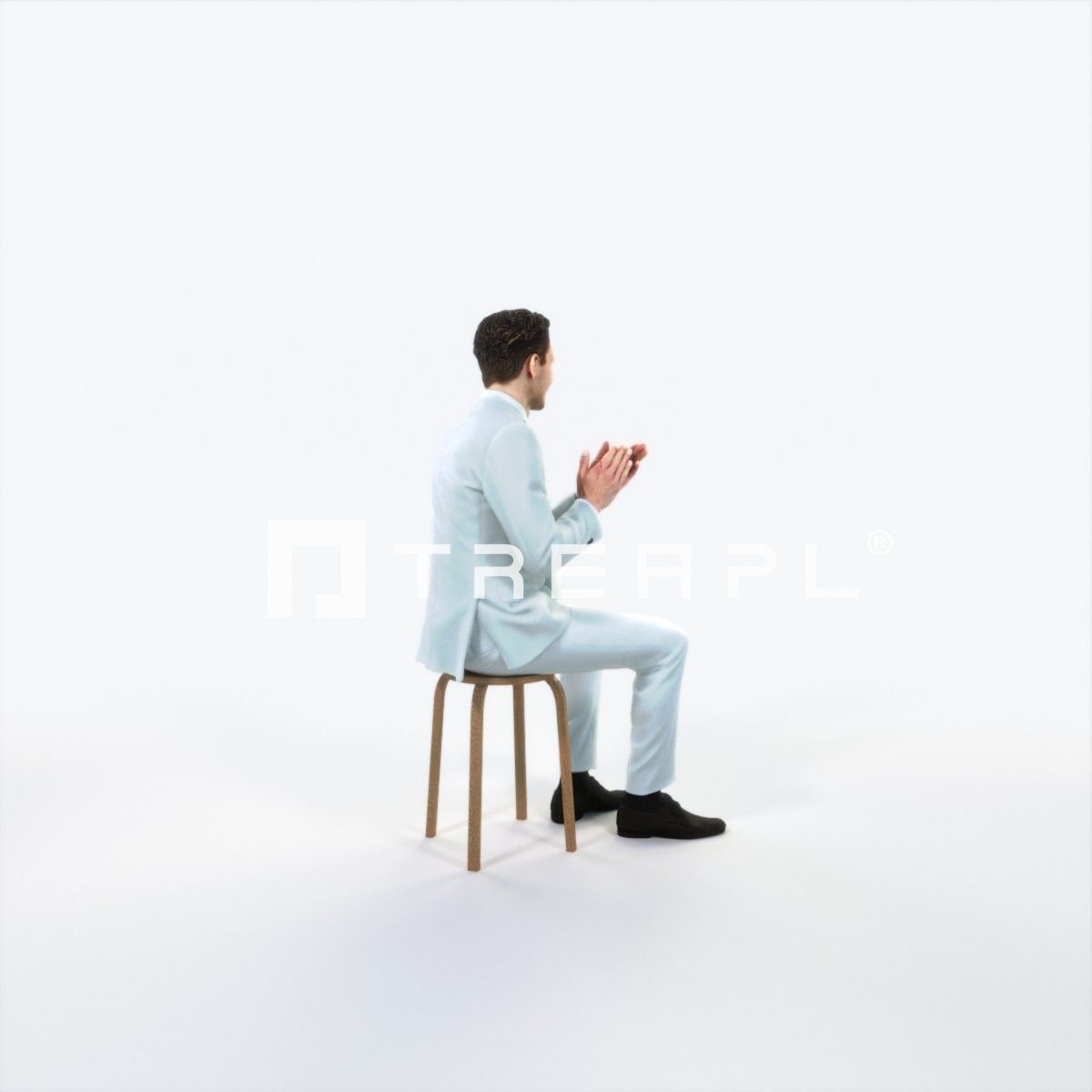 3D model Virtue 13M Clapping Sitting Elegant Man VR / AR / low-poly ...