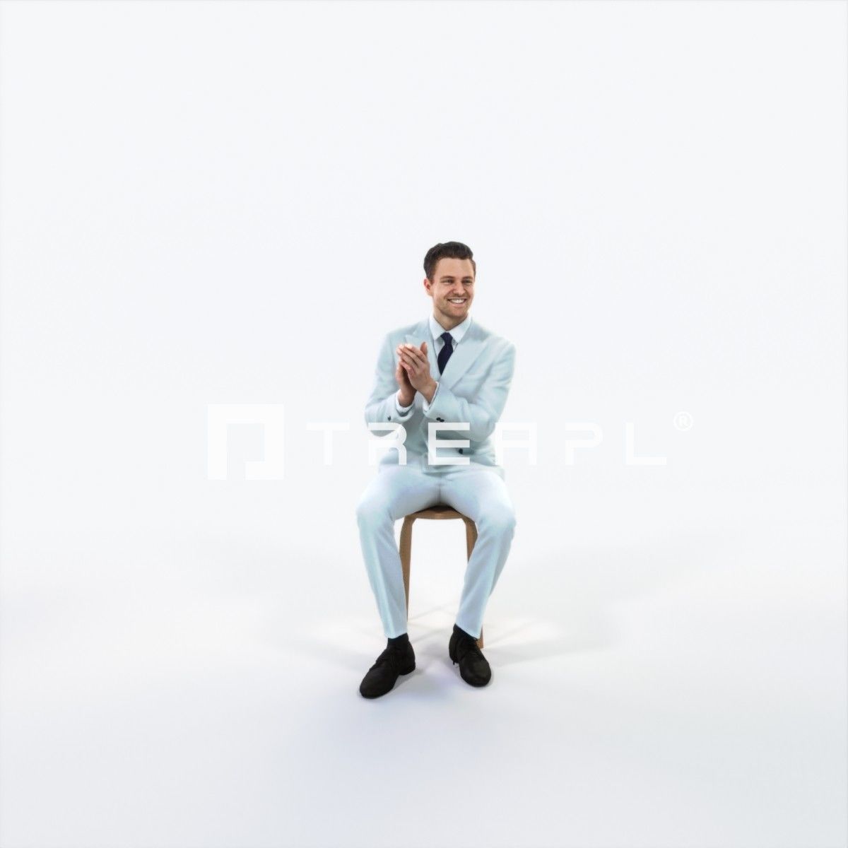 3D model Virtue 13M Clapping Sitting Elegant Man VR / AR / low-poly ...