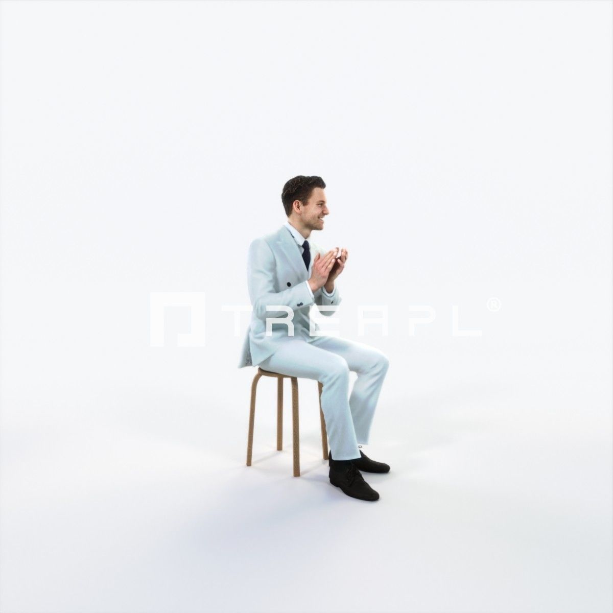 3D model Virtue 13M Clapping Sitting Elegant Man VR / AR / low-poly ...