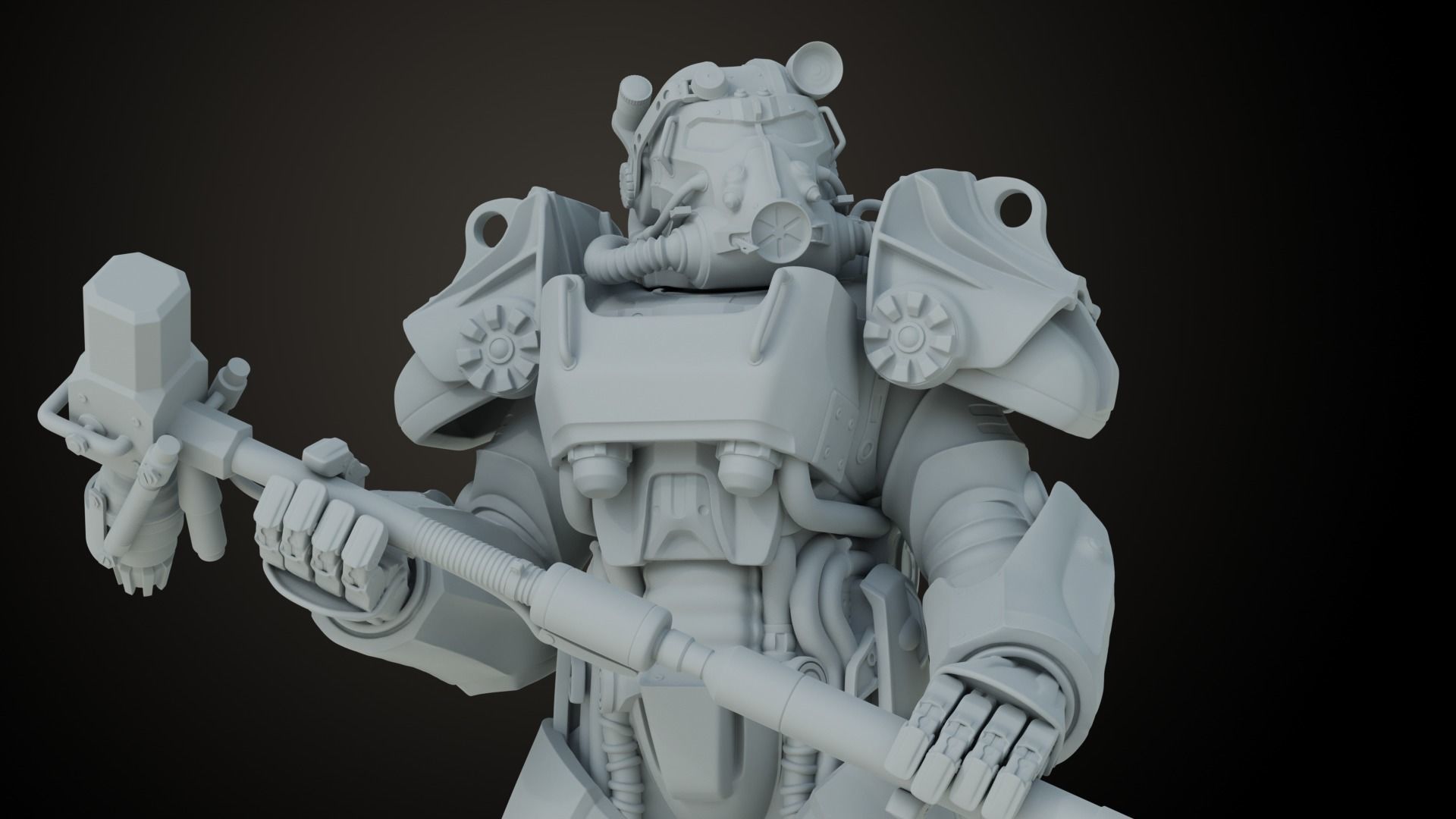 Fallout T60 Battle Pose 3D model 3D printable | CGTrader