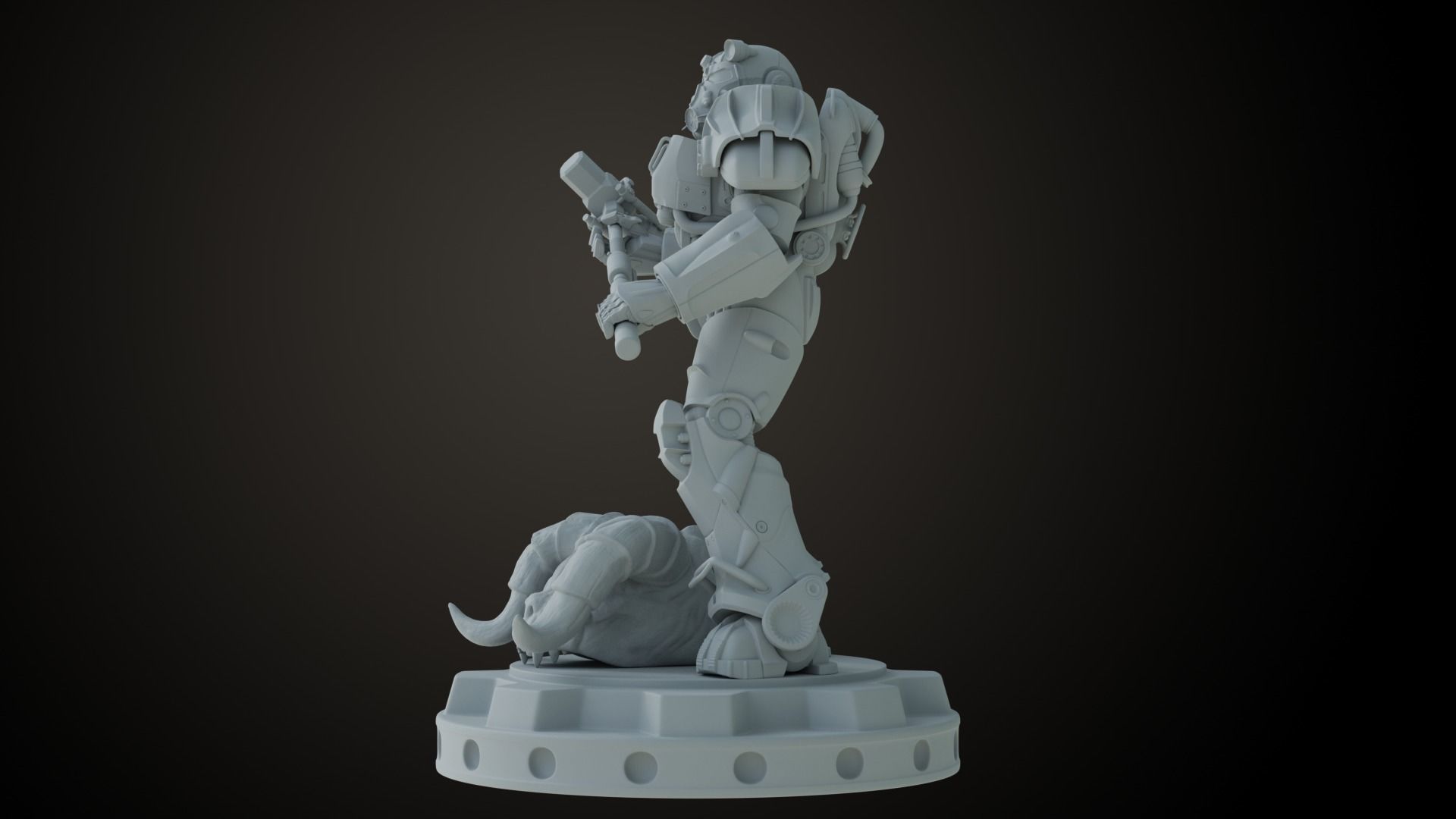 Fallout T60 Battle Pose 3D model 3D printable | CGTrader