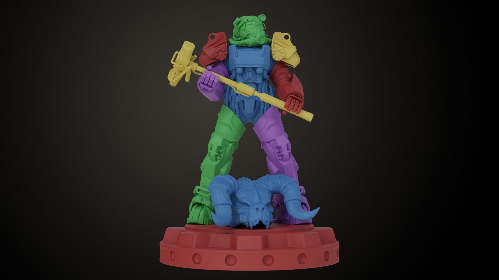Fallout T60 Battle Pose 3D model 3D printable | CGTrader