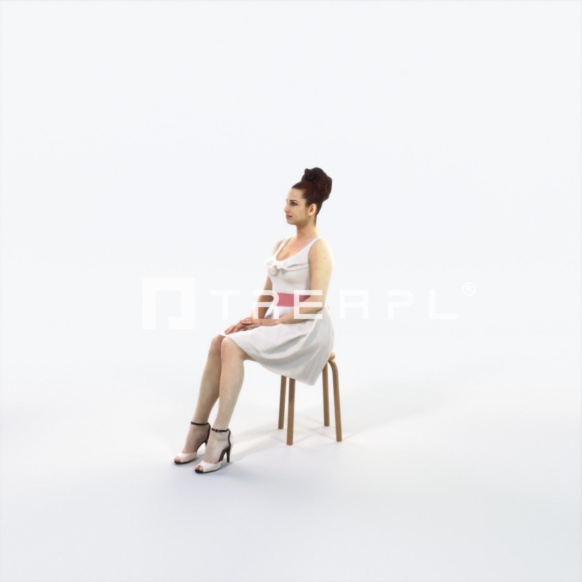 3D model Yearn 22E Listening Sitting Casual Woman VR / AR / low-poly ...