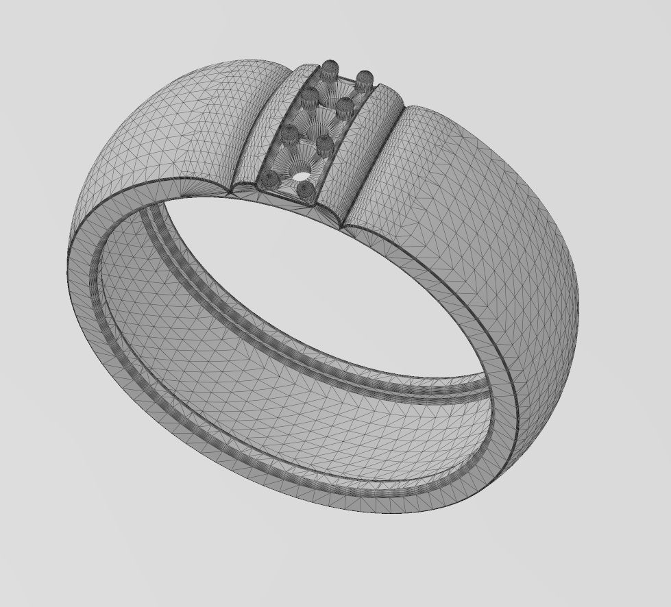 Ribbed diamond line dome cigar band US sizes 5to10 3D model 3D ...