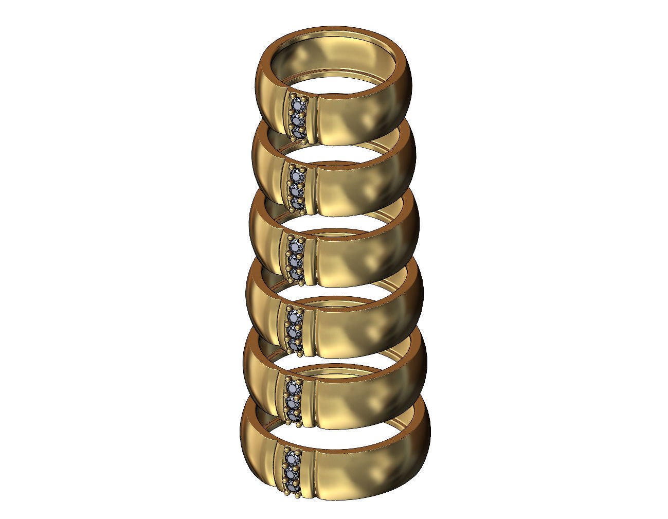 Ribbed diamond line dome cigar band US sizes 5to10 3D model 3D ...