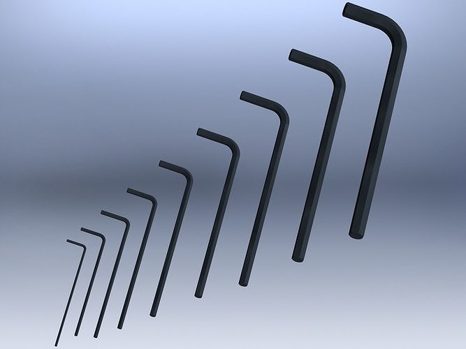 Hex Keys - Long Series Metric 3D model rigged | CGTrader