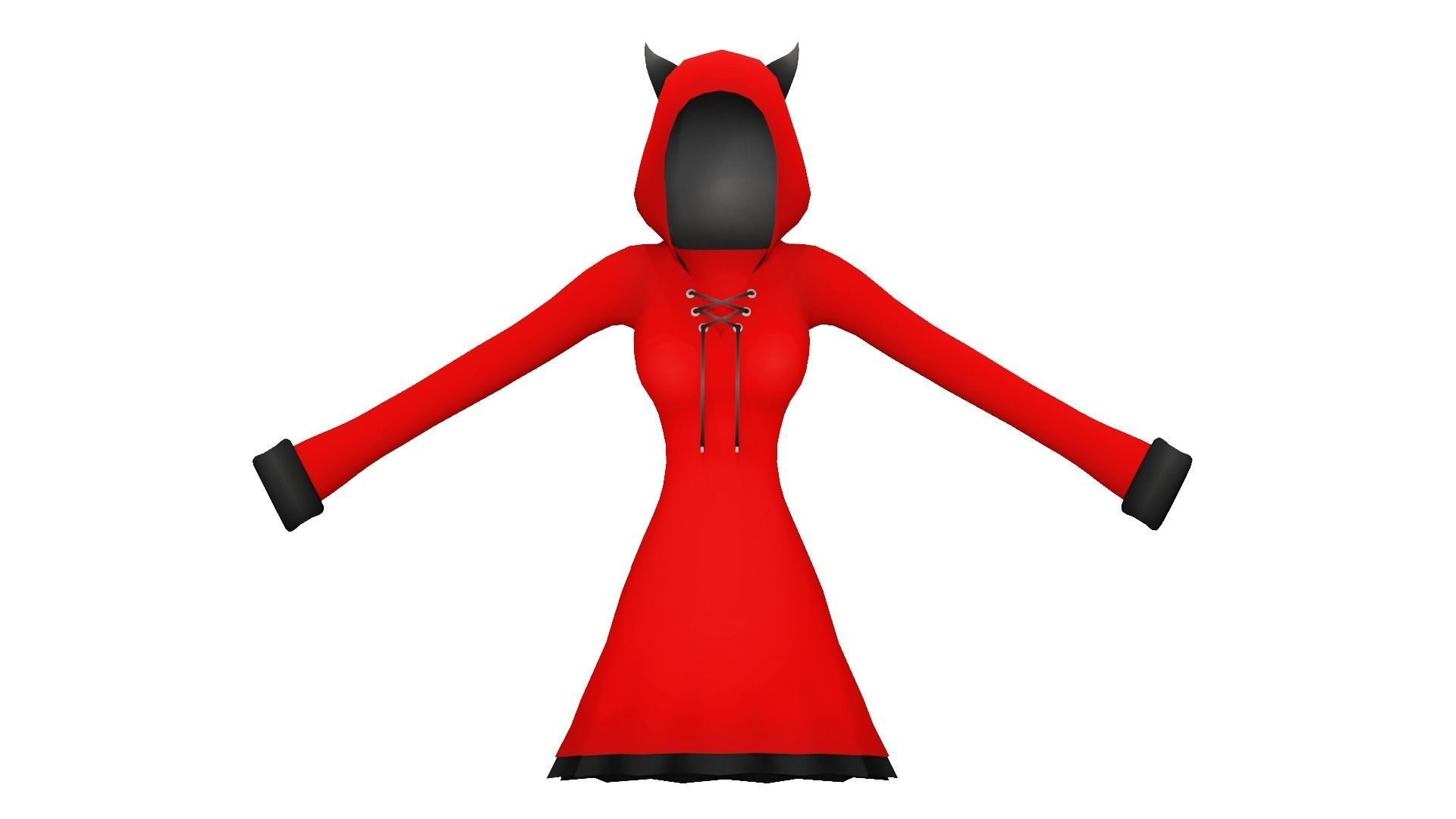 Demon Hoodie Dress for female character 3D model rigged | CGTrader