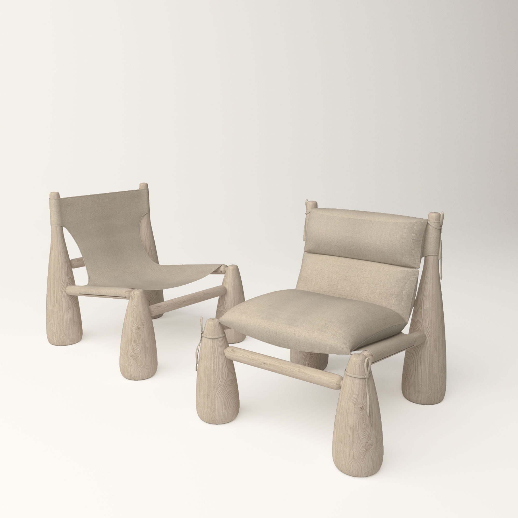 Bell Chair and Cutie Stool by Studio Sam Klemick 3D model | CGTrader