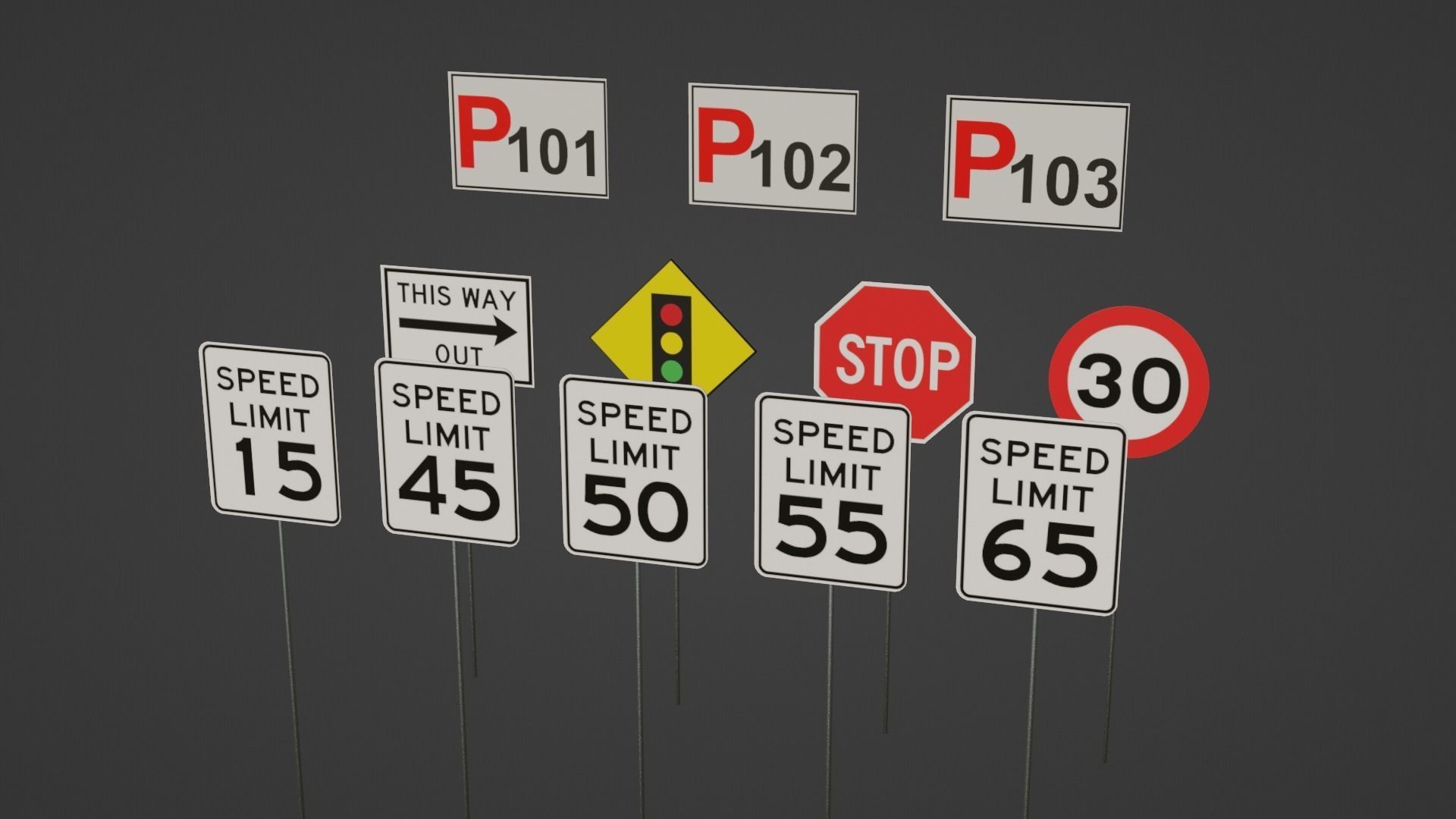 3D model Signs and Road Signs VR / AR / low-poly | CGTrader
