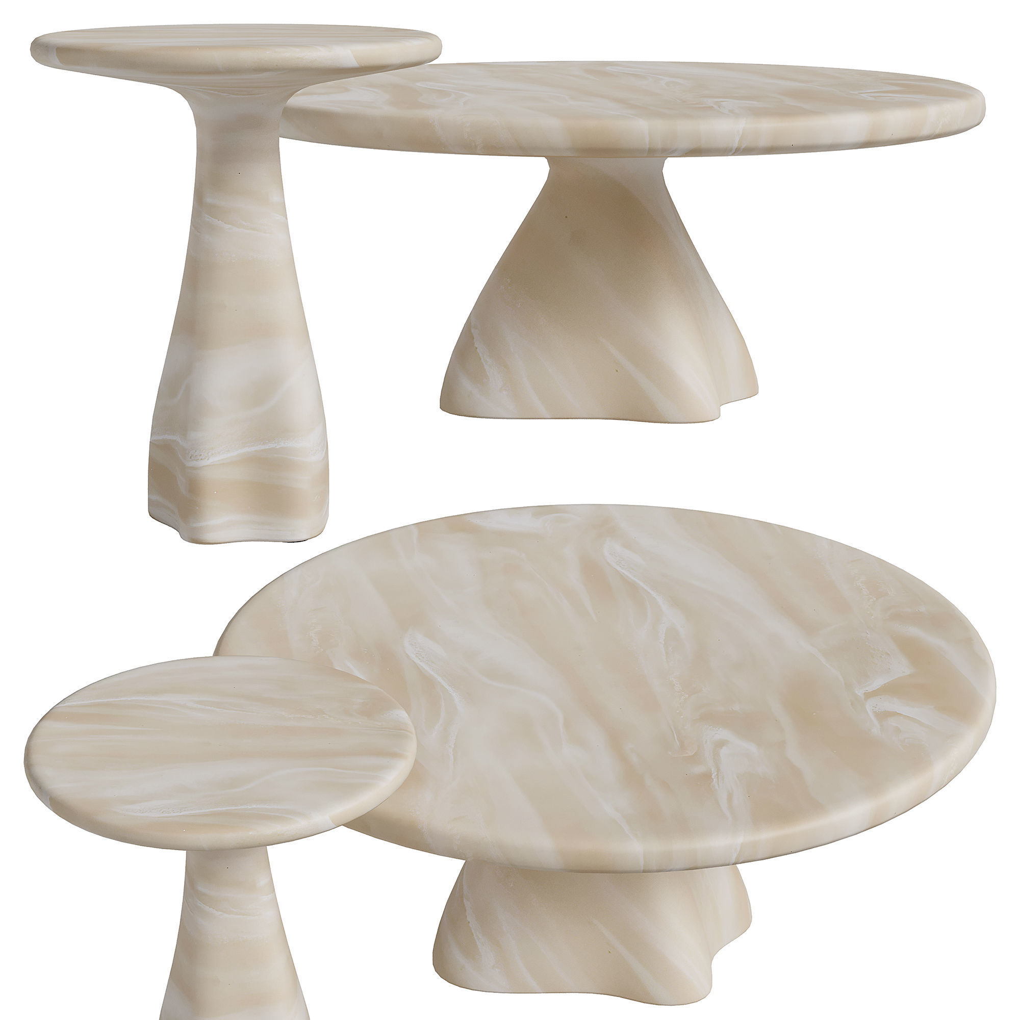3D model CB2 Espira Round Cream Tables VR / AR / low-poly | CGTrader