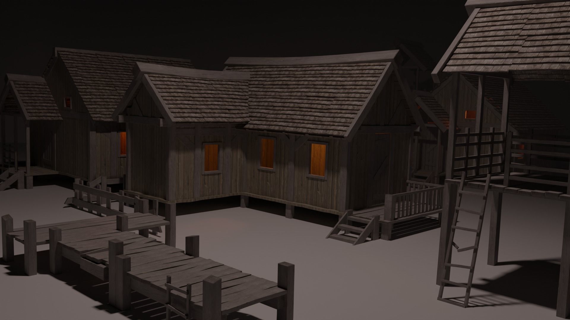 3D model Wooden House Assets Pack VR / AR / low-poly | CGTrader