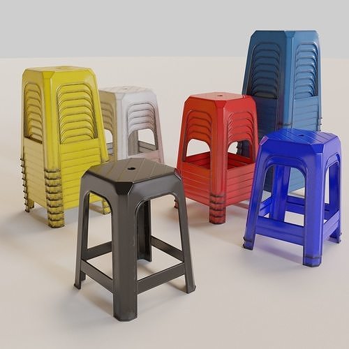 3D model Stackable Plastic Stool VR / AR / low-poly | CGTrader