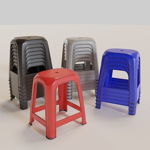 3D model Stackable Plastic Stool VR / AR / low-poly | CGTrader
