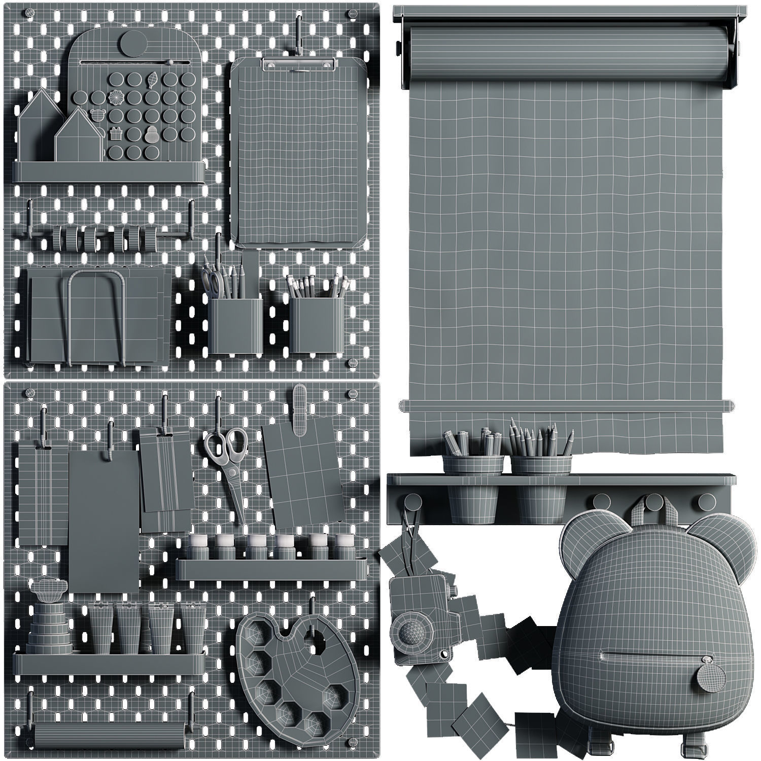 Ikea SKADIS Pegboard for Teenagers and Kids 06 3D model | CGTrader