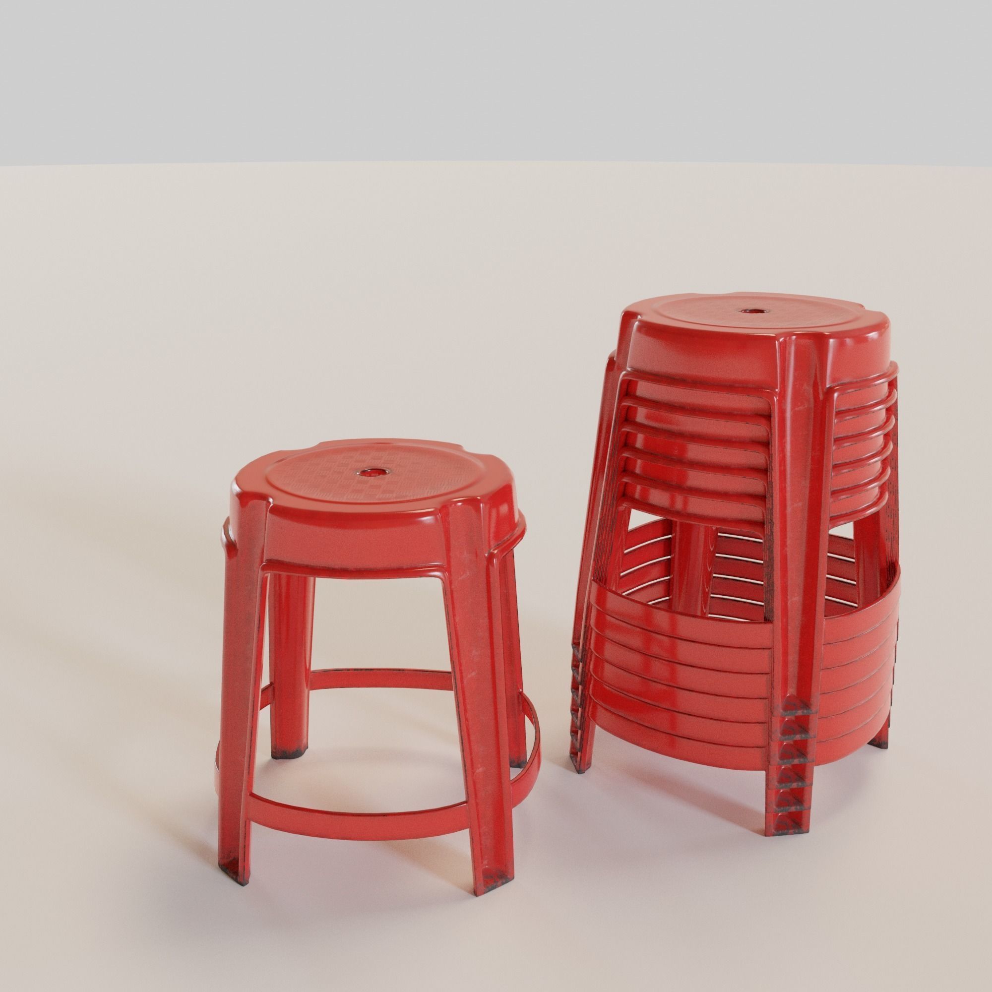 3D model Stackable Plastic Stool VR / AR / low-poly | CGTrader