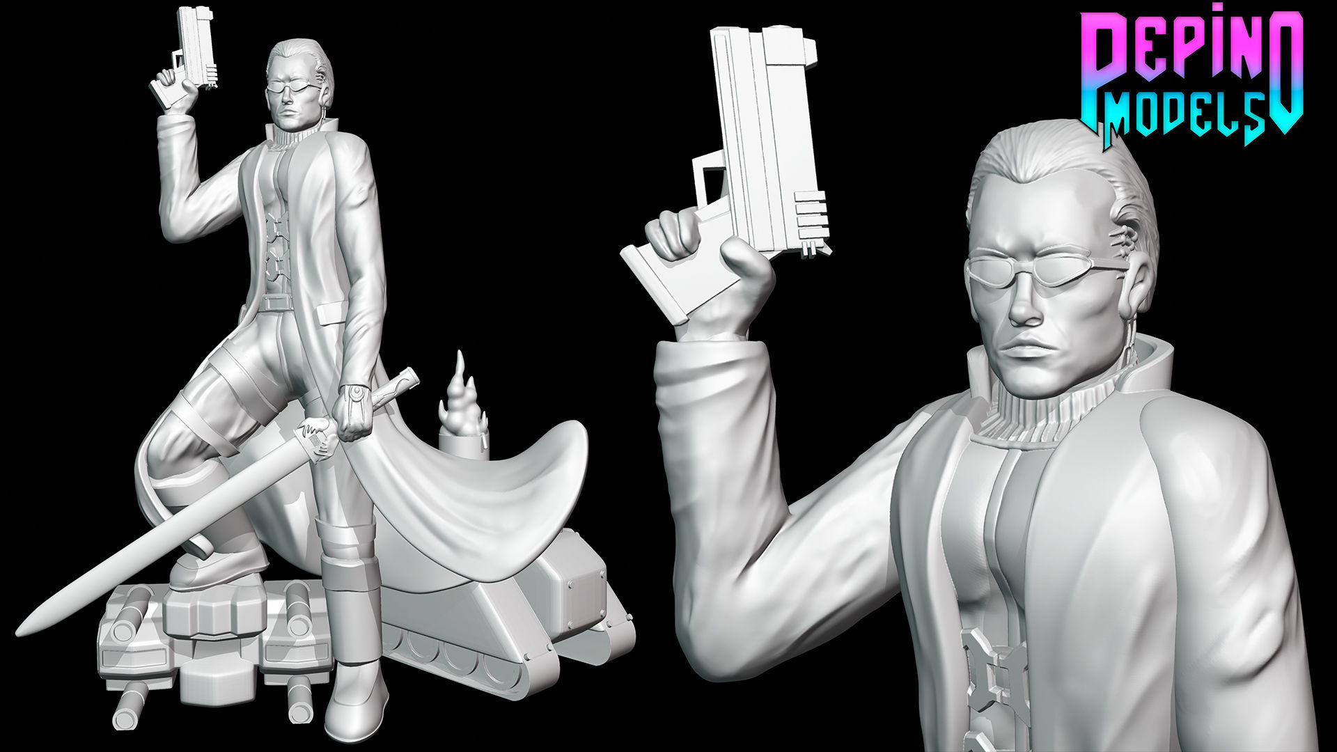 JC Denton from Deus Ex - 62mm scale miniature 3D model 3D printable ...
