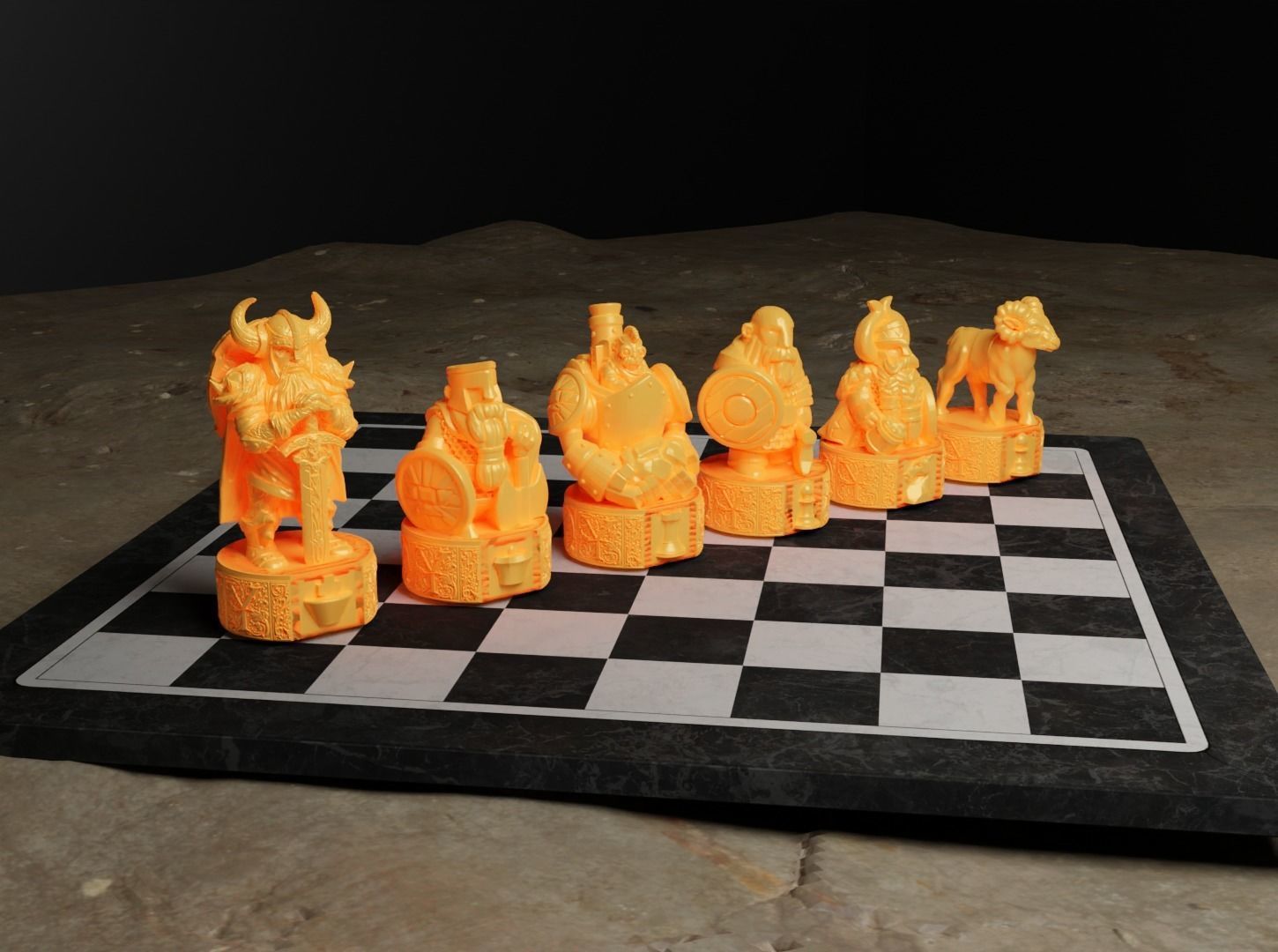 Dwarf Knight Figure Chess Set Hobbit Character Chess Pieces 3D model 3D ...