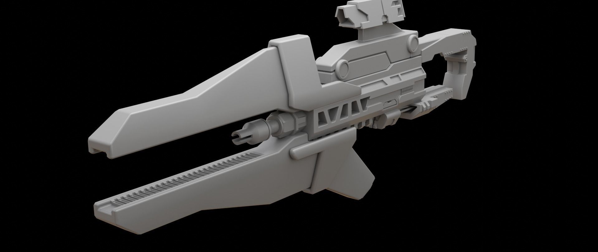 Mecha hard surface assault rifle 3D model | CGTrader