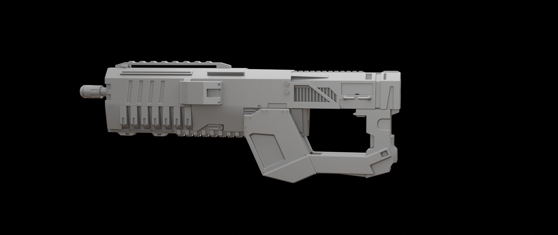 Mecha hard surface assault rifle 3D model | CGTrader