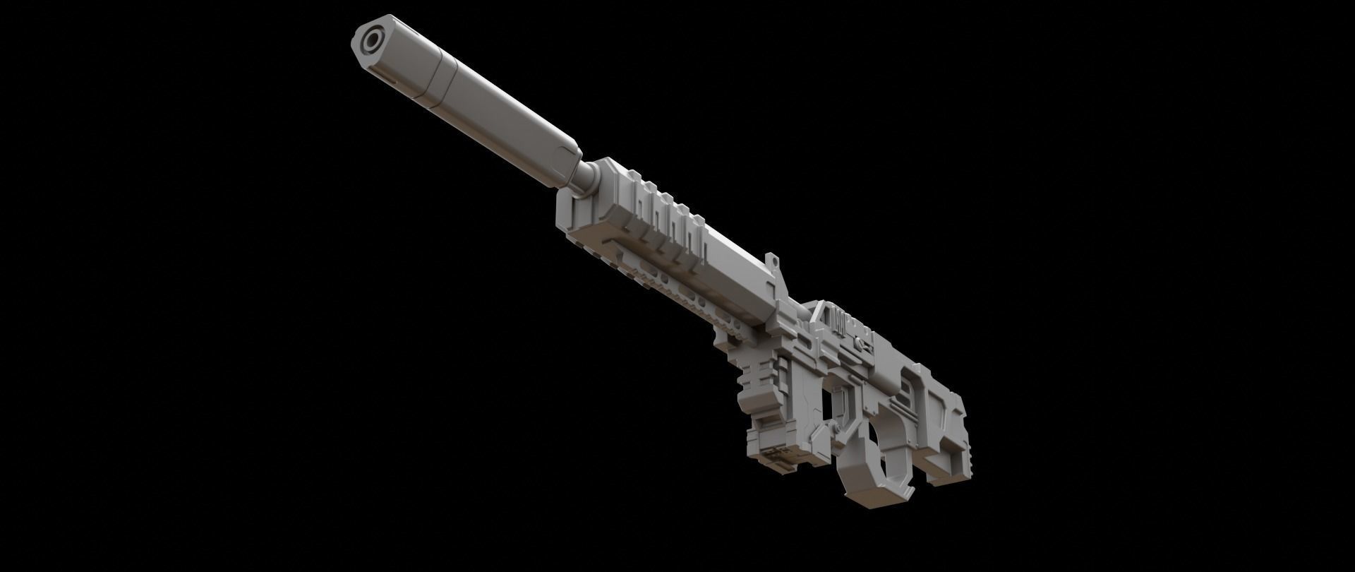 Mecha hard surface assault rifle 3D model | CGTrader