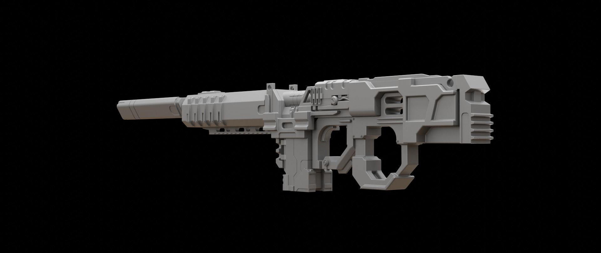 Mecha hard surface assault rifle 3D model | CGTrader