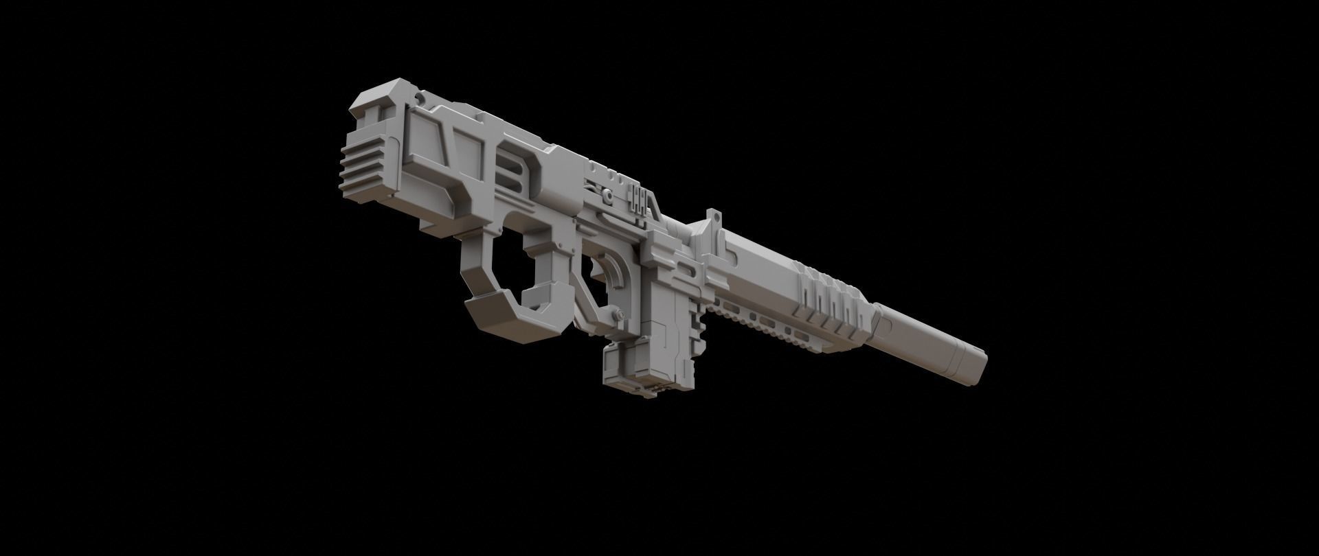 Mecha hard surface assault rifle 3D model | CGTrader