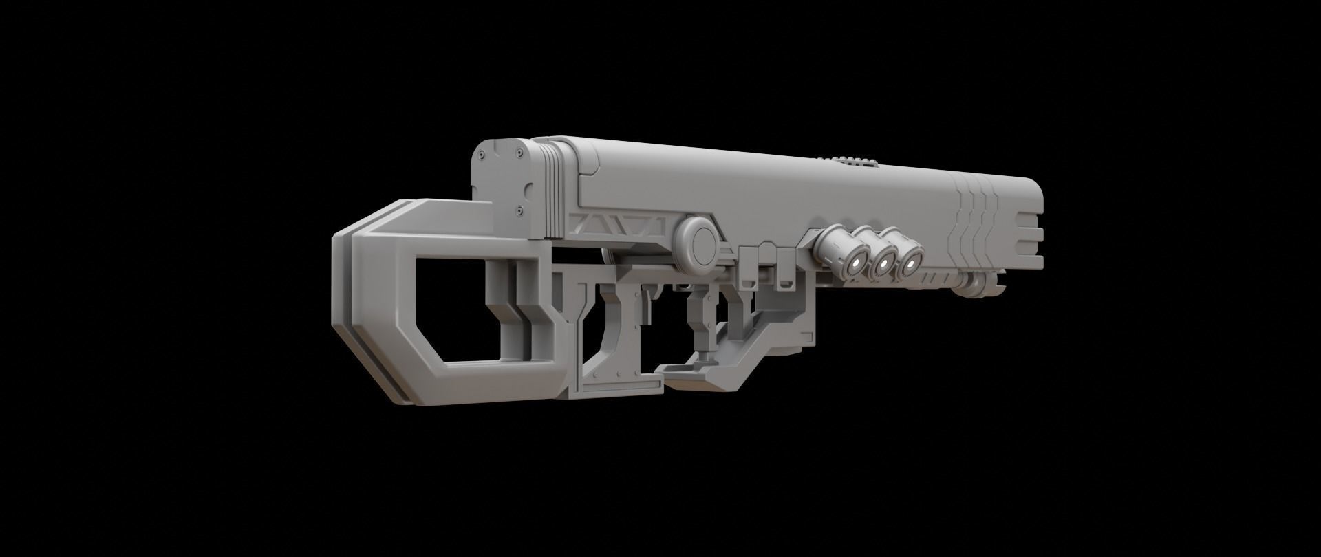 Mecha hard surface assault rifle 3D model | CGTrader