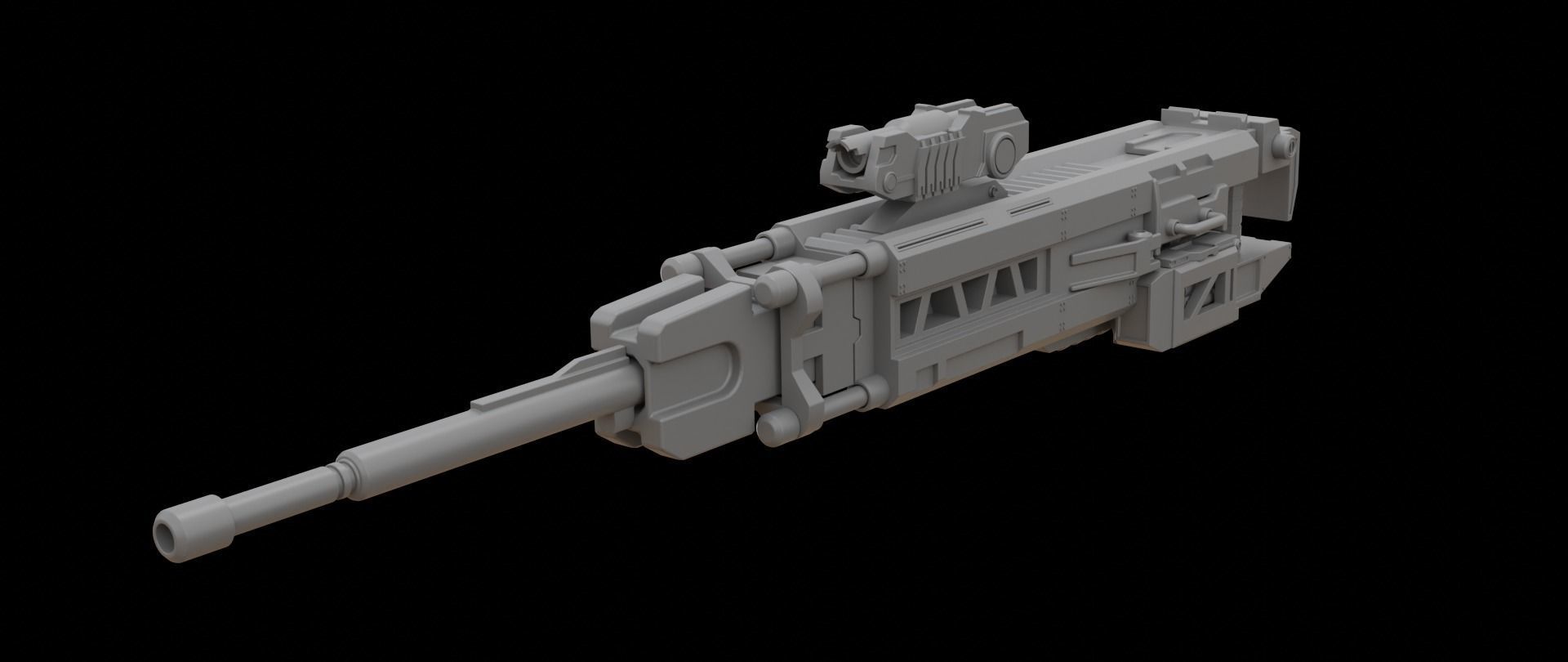 Mecha hard surface sniper rifle 3D model | CGTrader
