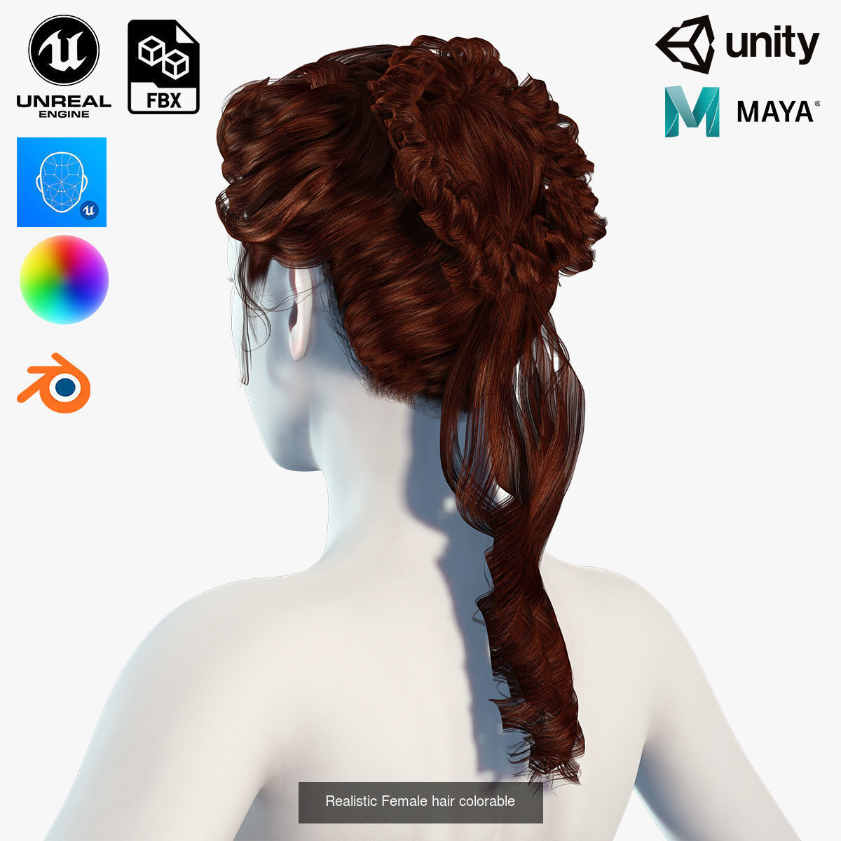 3D Model Collection 10 female hair pack hair card Pack 4 VR / AR / low ...