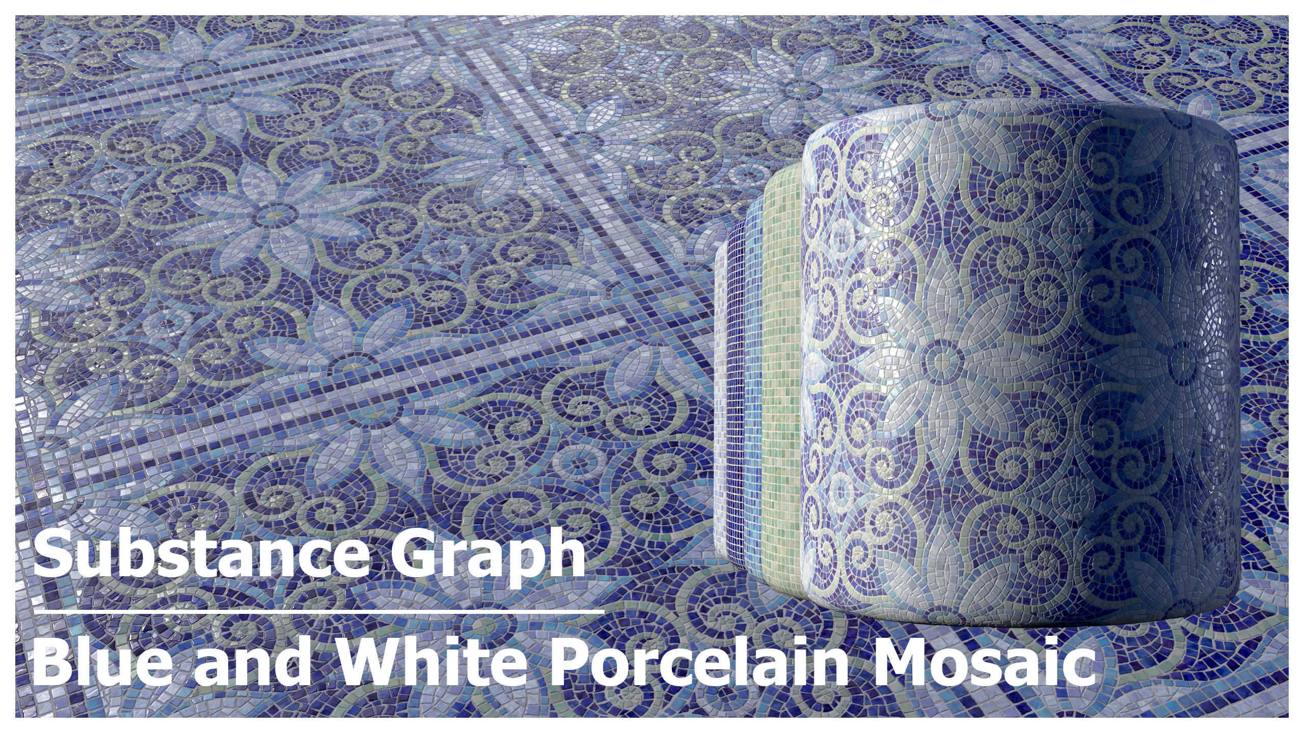 Substance 3D Designer Graphs of Blue and White Porcelain Mosaic Texture ...