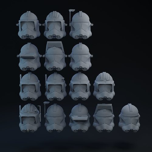 Phase 2 Clone Helmets one-twelfth Scale 3D model 3D printable | CGTrader