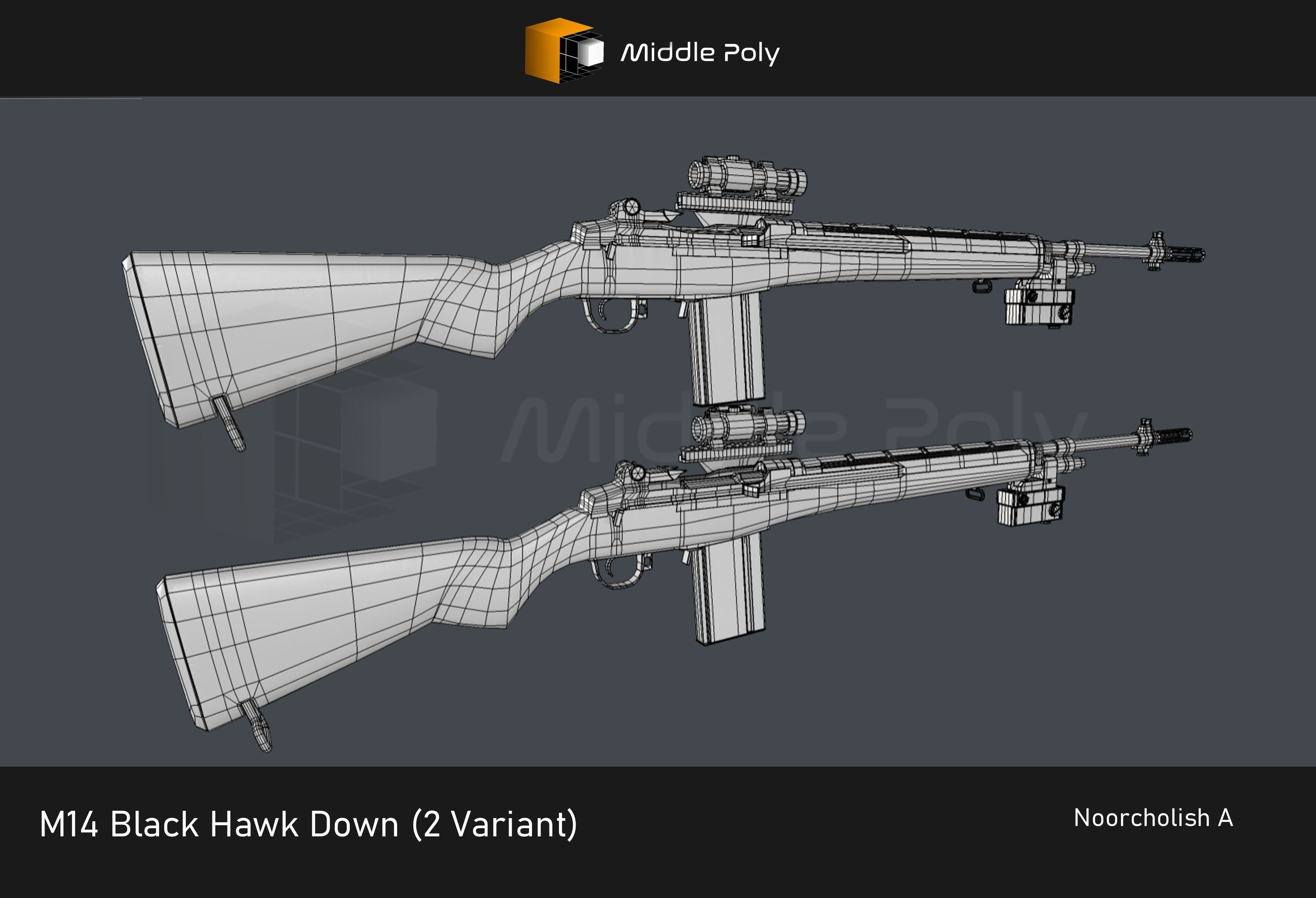 3D model M14 Black Hawk Down VR / AR / low-poly | CGTrader