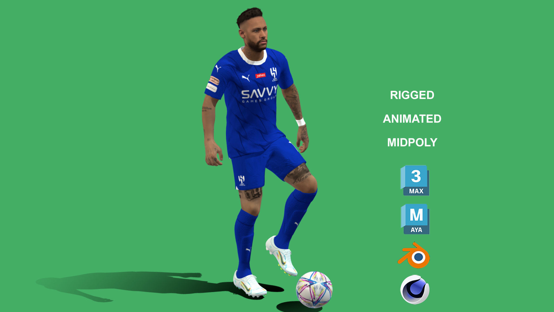 3D Rigged Neymar Animation Al-Hilal 2024 3D model animated rigged ...