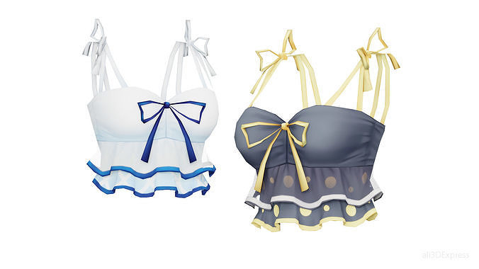 Cute Stylized Frilly Crop Top 3D model rigged | CGTrader