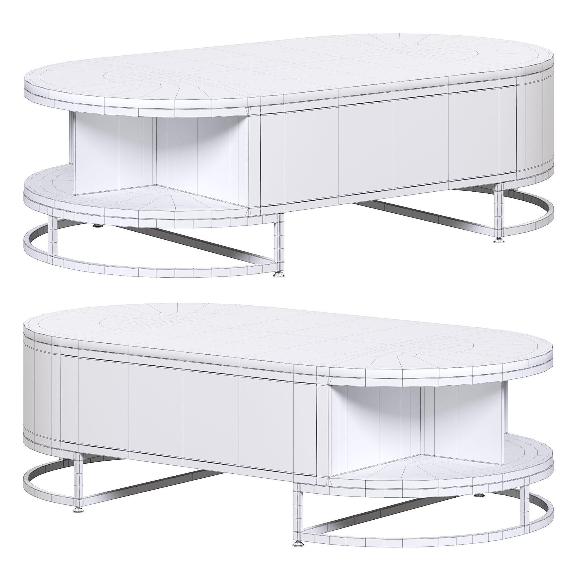 Modern white oval storage coffee table by Homary 3D model | CGTrader