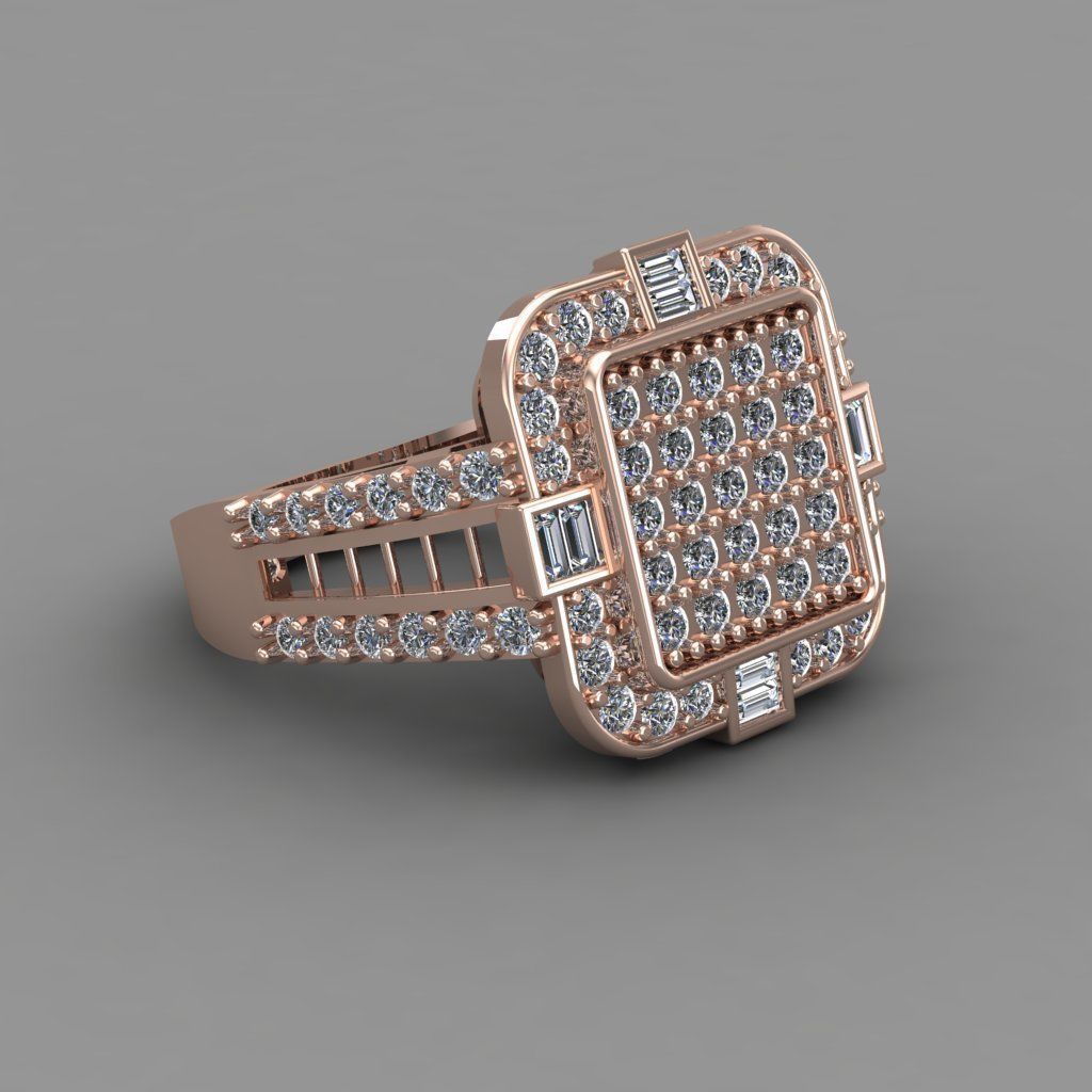 Rose Gold Women Diamond Ring 3D print model 3D model 3D printable ...