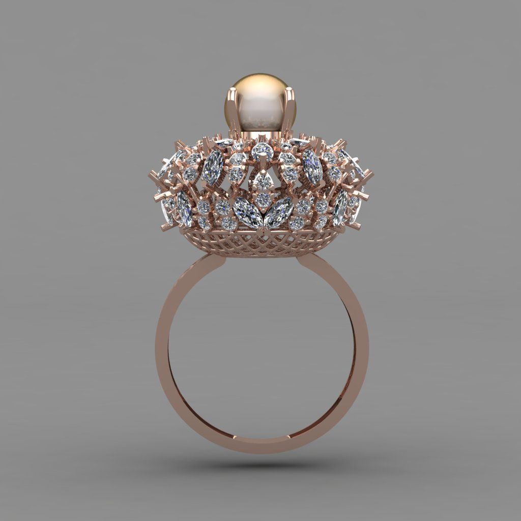 Rose Gold Women Diamond Ring 3D print model 3D model 3D printable ...
