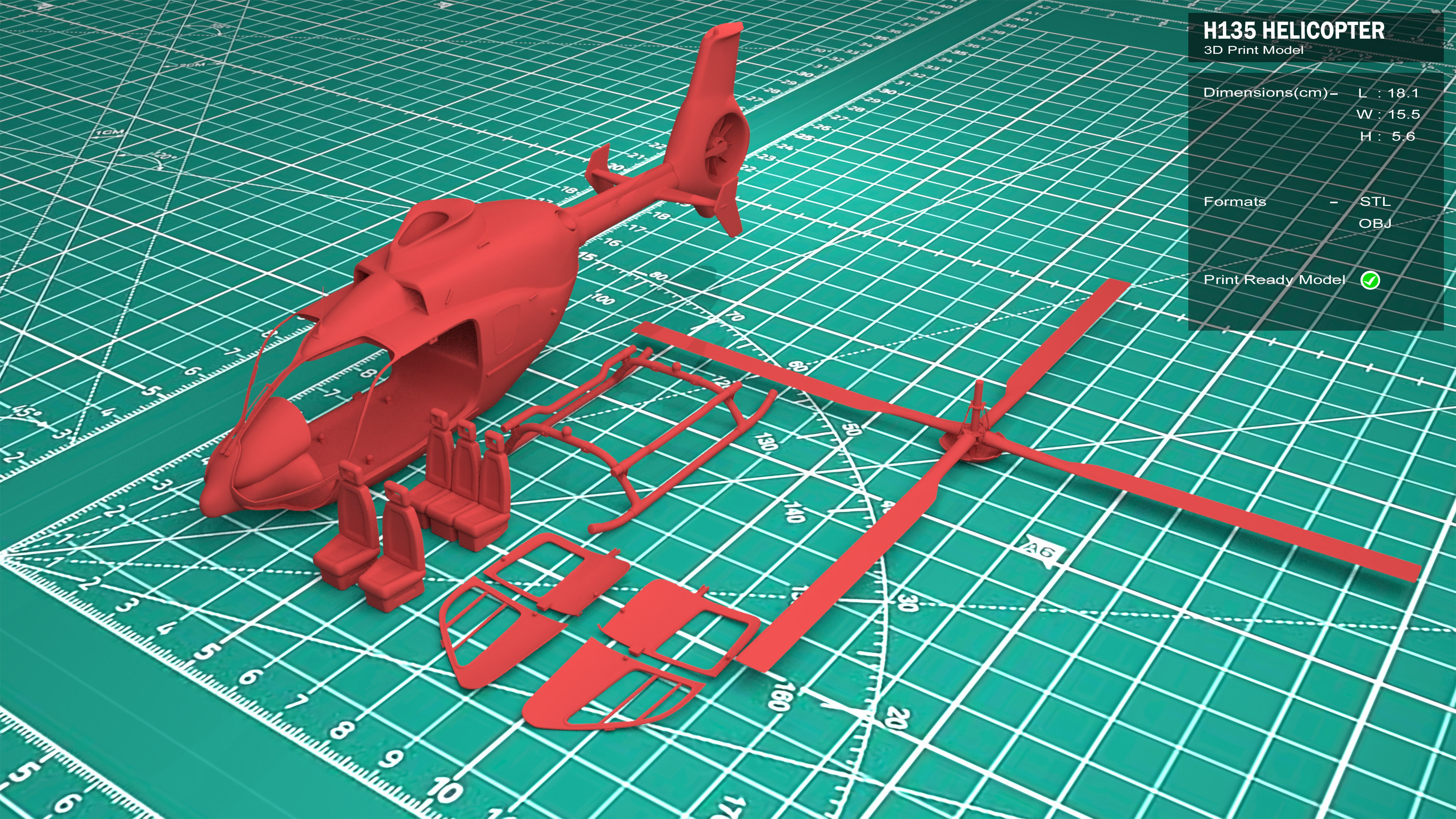 H135 Helicopter 3D print Model 3D model 3D printable | CGTrader