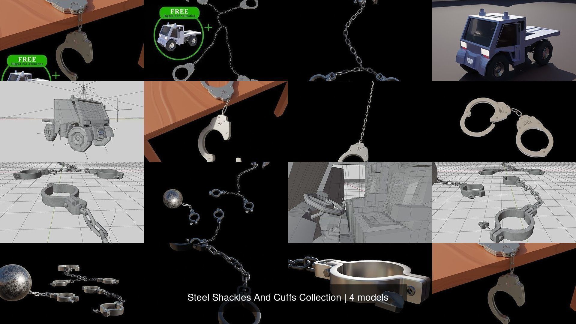 Steel Shackles And Cuffs Collection VR / AR / low-poly | CGTrader