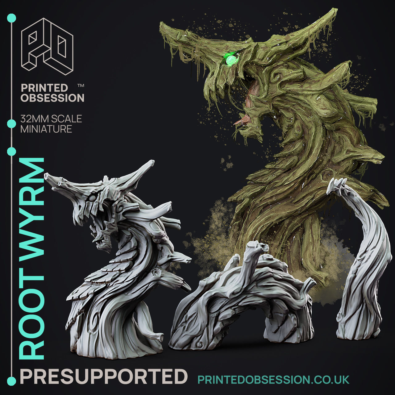 Root Wyrm - 3D Printable TTRPG - PRESUPPORTED - 32mm Scale 3D model 3D ...