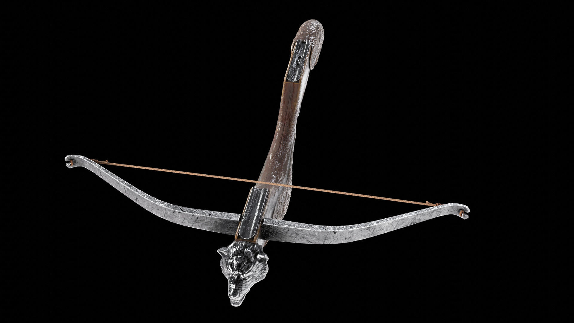 Medieval crossbow with metal wolf head 3D model | CGTrader