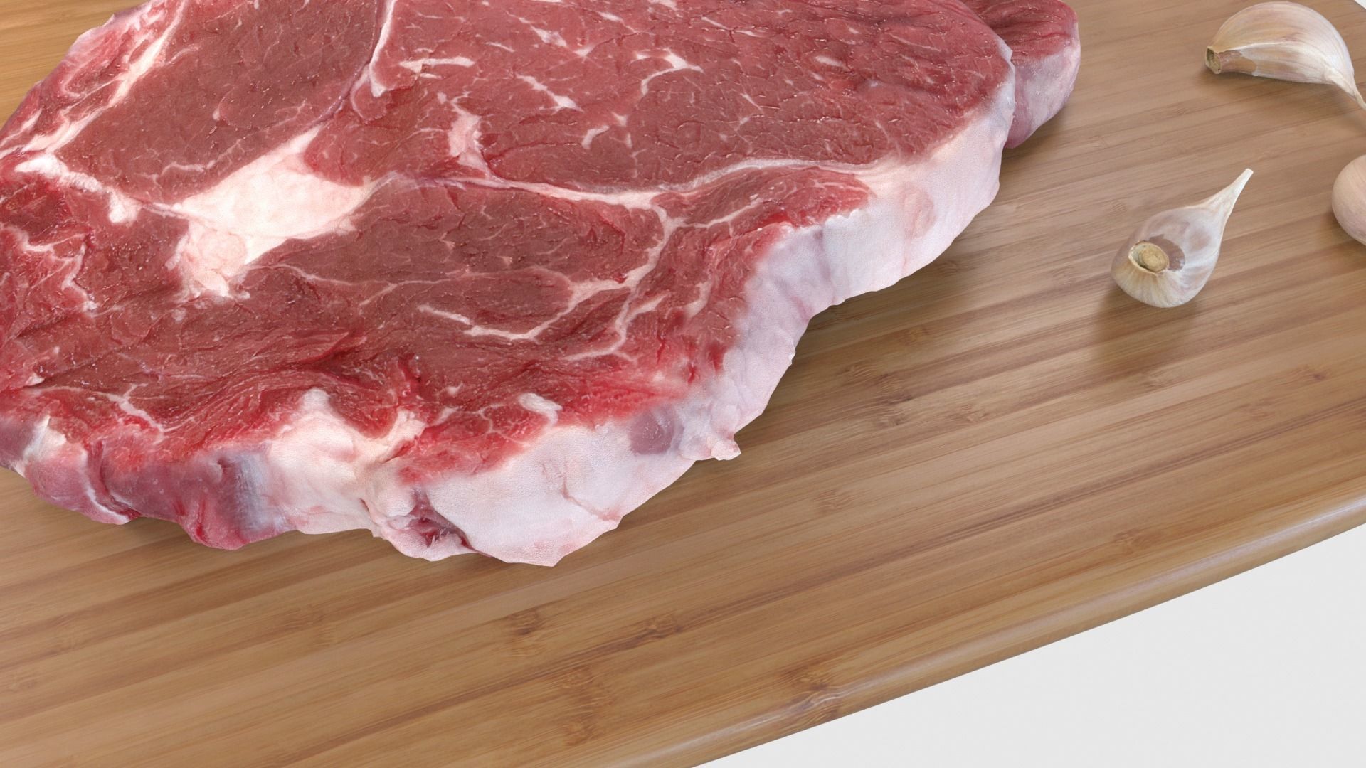 Beef Pork Food Garlic Cutting Board Scan Model 3D model | CGTrader