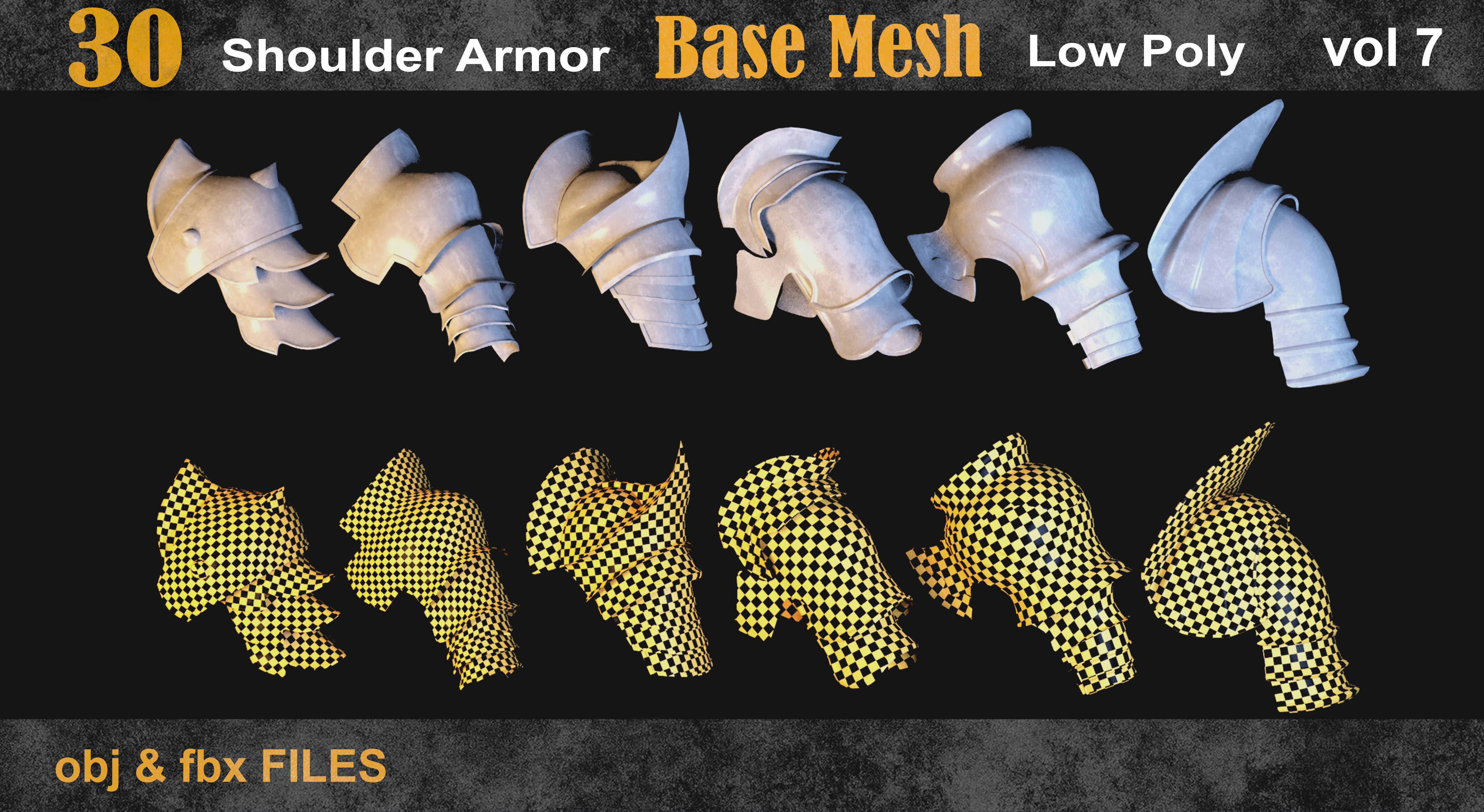 3D model 30 Shoulder Armor Base Mesh vol 7 VR / AR / low-poly | CGTrader