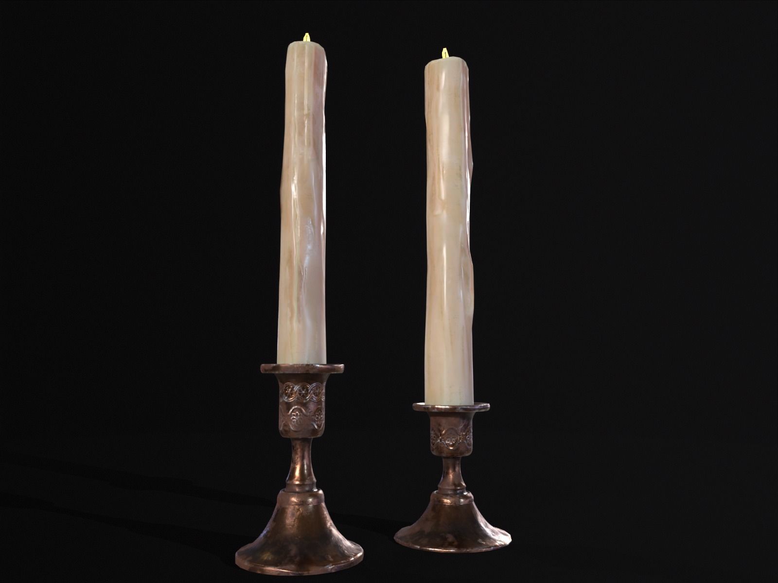 3D model Elegant Copper Large CandleStick Set VR / AR / low-poly | CGTrader