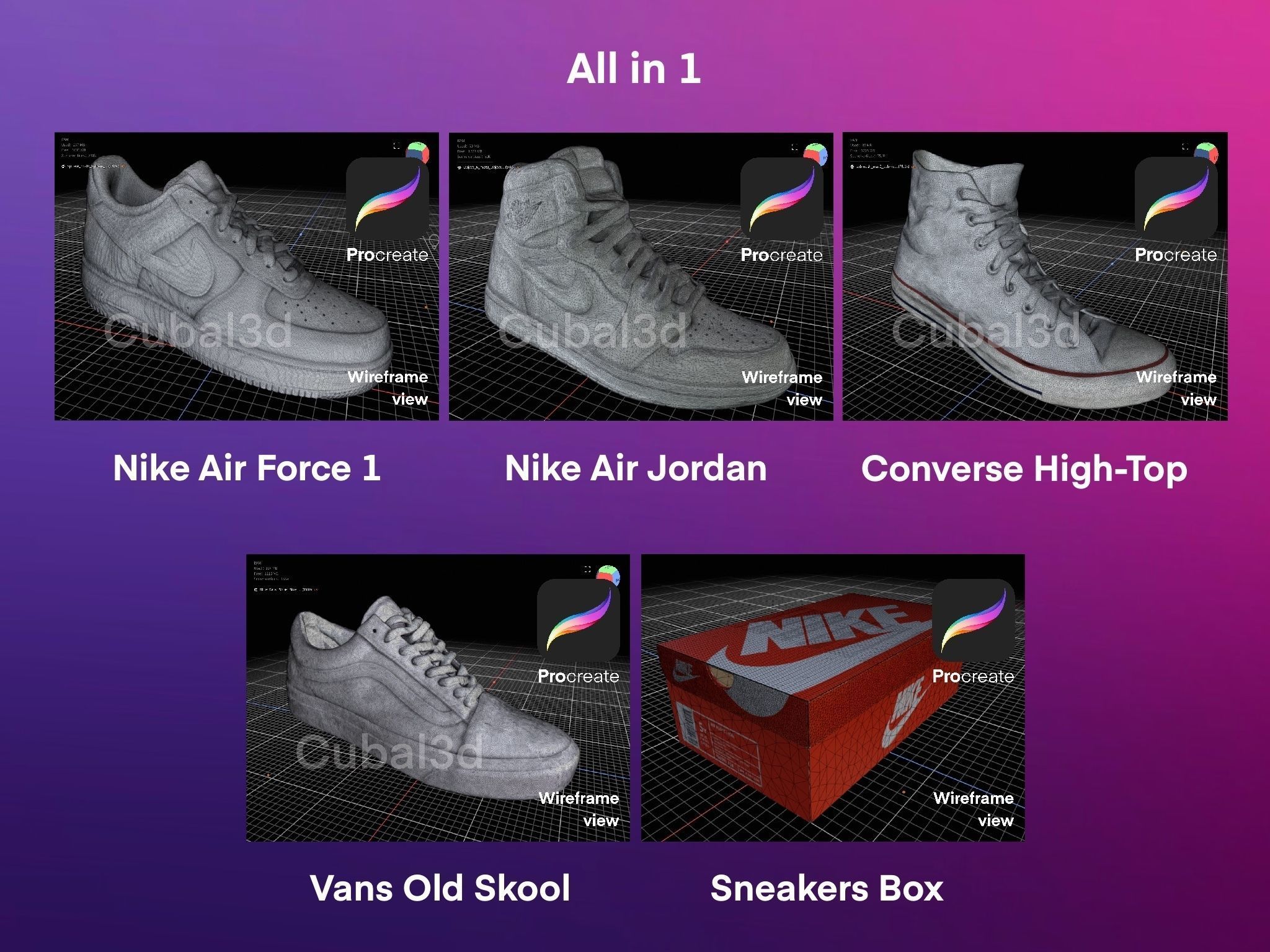 Custom Sneakers 3D Model Set for Procreate 3D model | CGTrader