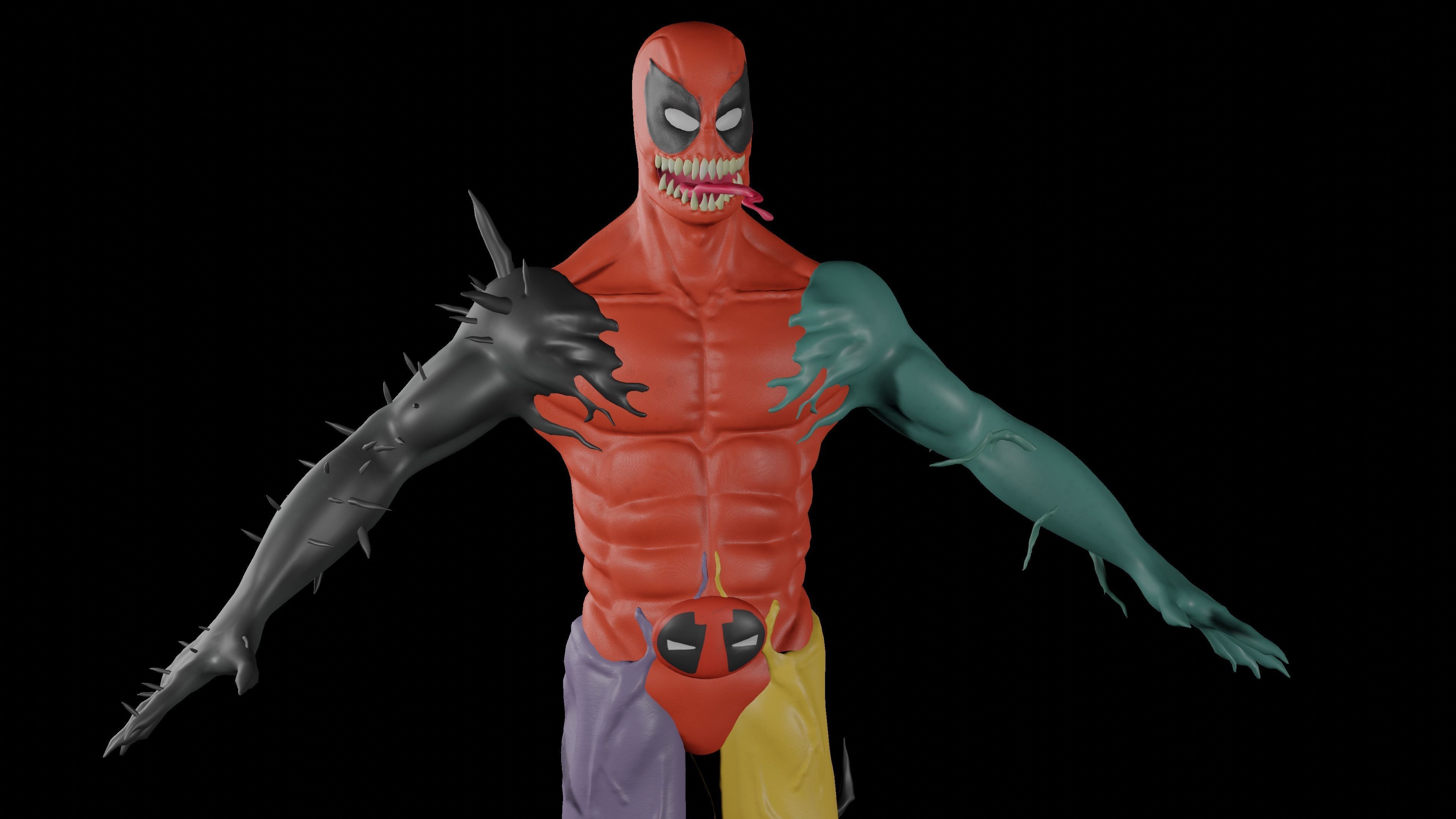Hybrid Symbiote Deadpool vs Carnage Rigged 3D Model 3D model rigged ...
